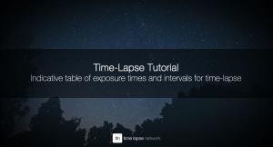 An Indicative table of exposure times and intervals for time-lapse