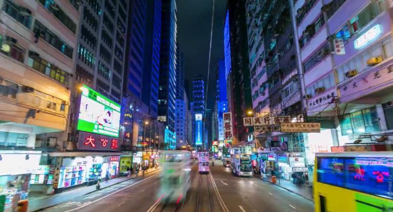 Umbrellas of the people in the metropolis: Hong Kong hyper-lapsed ...
